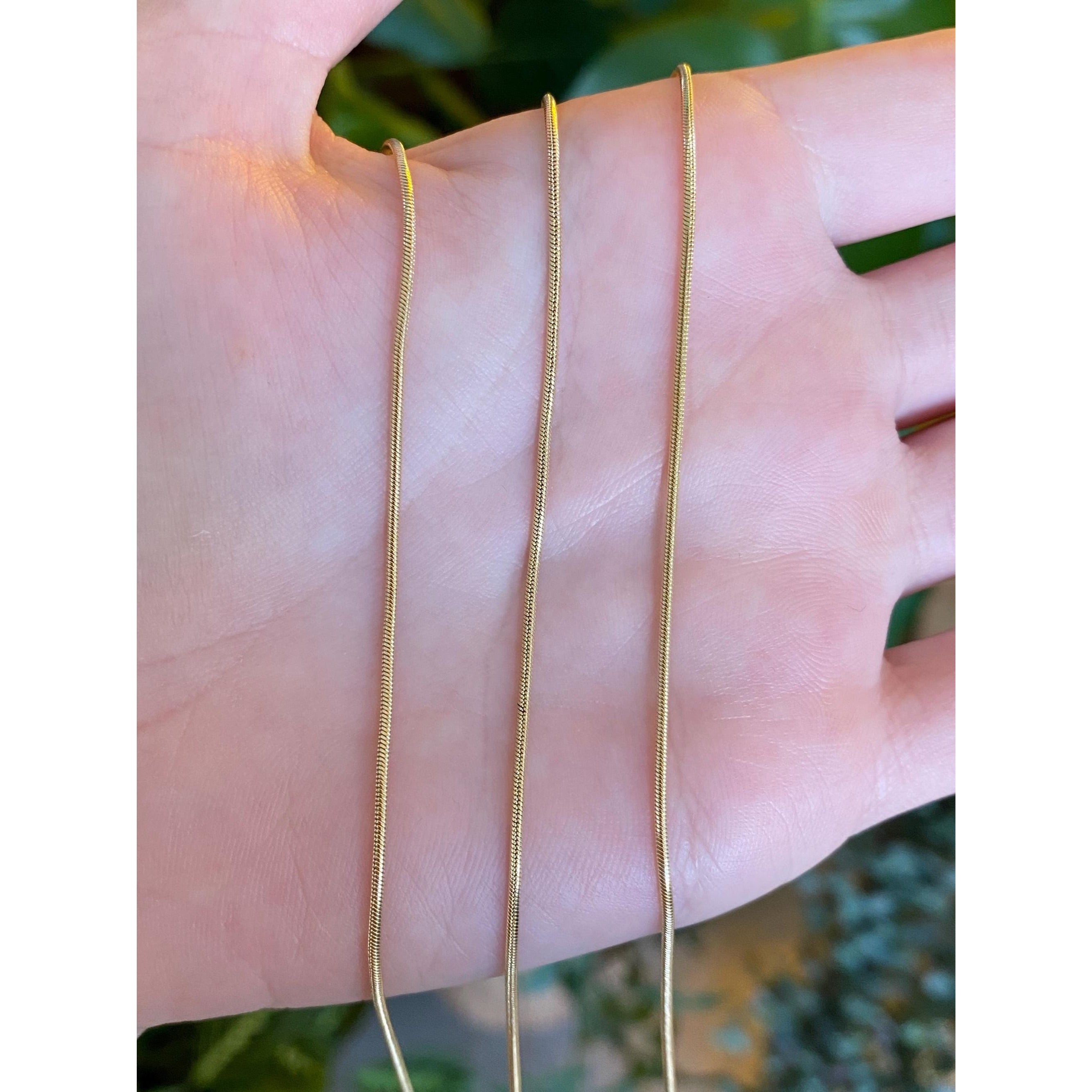 Vintage Solid 14k Yellow Gold Long Snake Chain Necklace - 24 inches ...